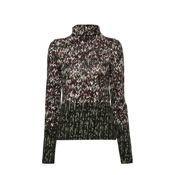 Loewe Cotton Long Sleeve High Neck Printed T-shirt - Green