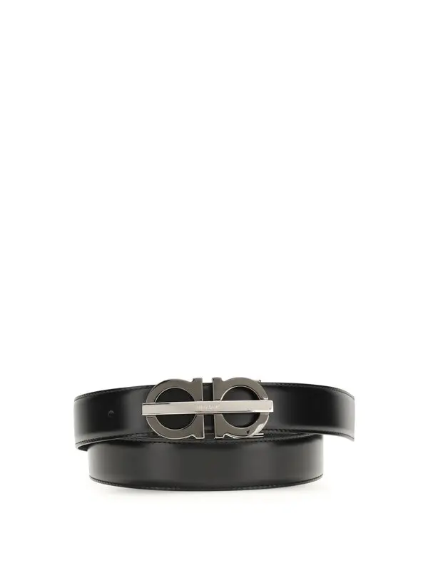 FERRAGAMO Reversible And Adjustable Gancini Belt - Black