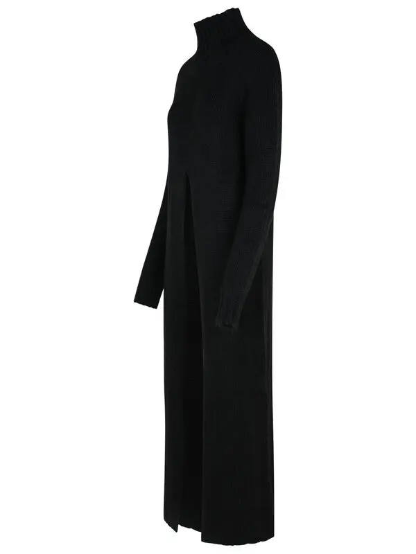 JIL SANDER Alpaca Blend Ribbed High Neck Dress With Front Split