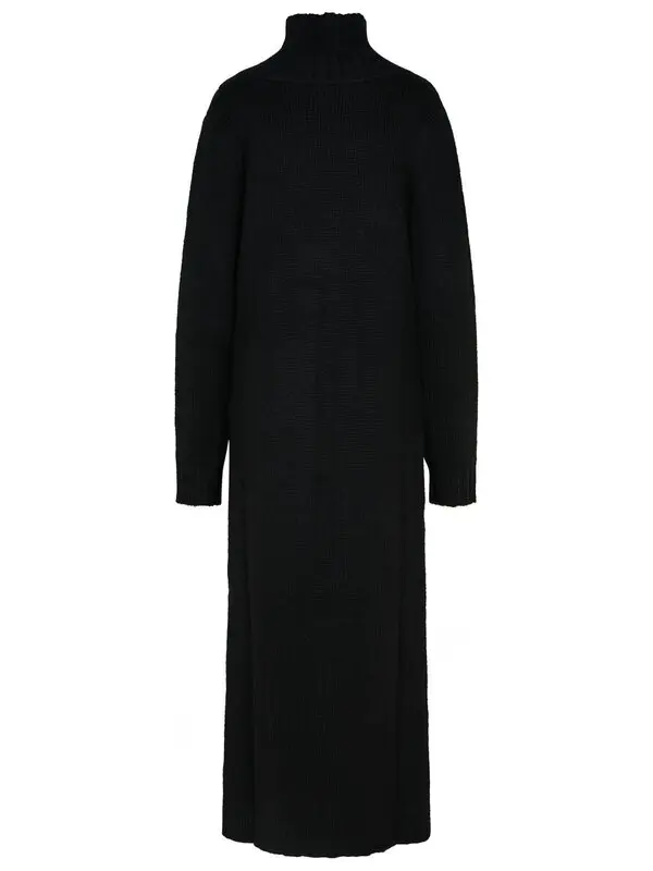 JIL SANDER Alpaca Blend Ribbed High Neck Dress With Front Split