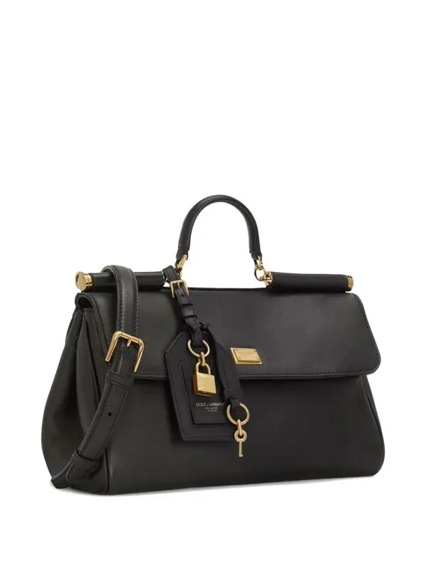 Dolce & Gabbana Sicily Tote Bag With Padlock Detail - Black