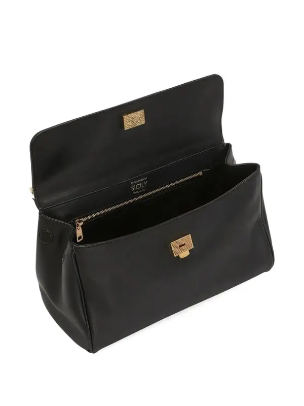 Dolce & Gabbana Sicily Tote Bag With Padlock Detail - Black