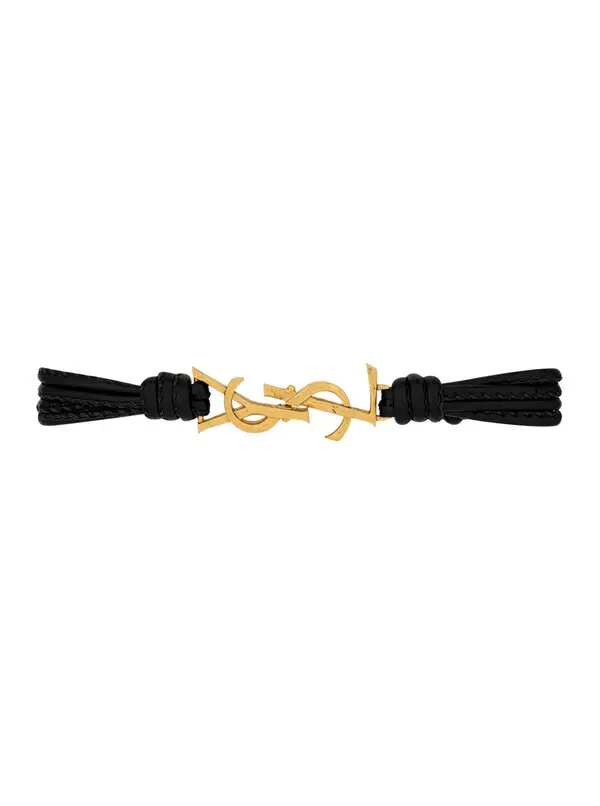 Saint Laurent Leather Bracelet With Metallic Finish - Silver