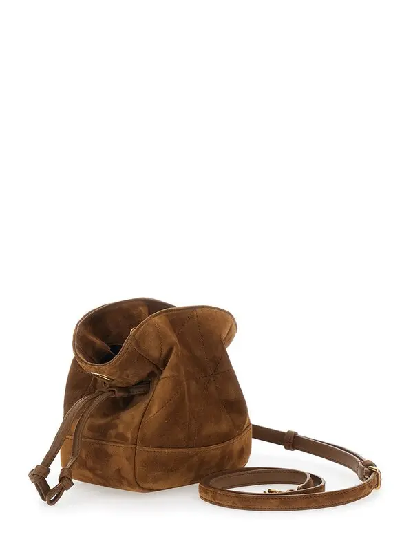 Saint Laurent Jamie Mini Suede Bucket Bag With Cassandre Logo - Multicolor