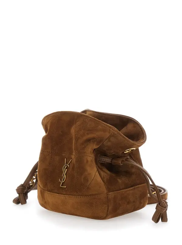 Saint Laurent Jamie Mini Suede Bucket Bag With Cassandre Logo - Multicolor