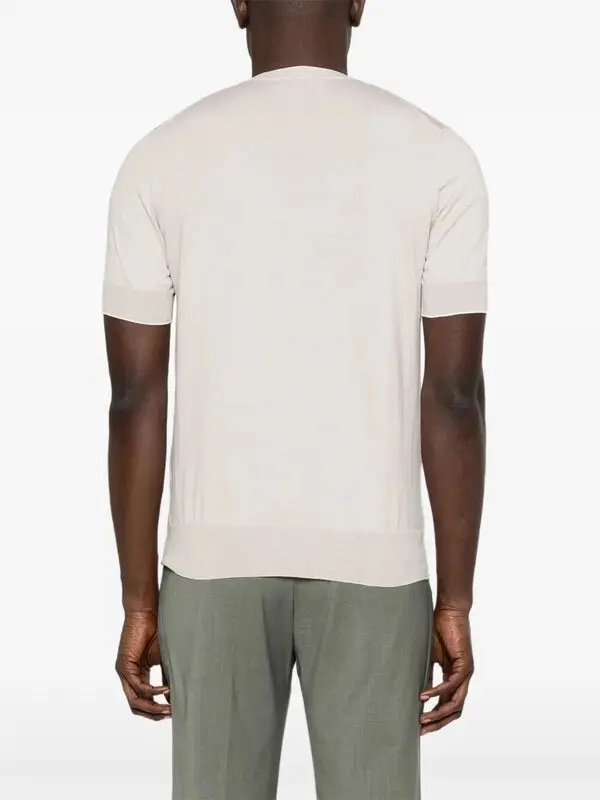 Brunello Cucinelli Cotton Lightweight Knit T-shirt With Contrast Details - Multicolor