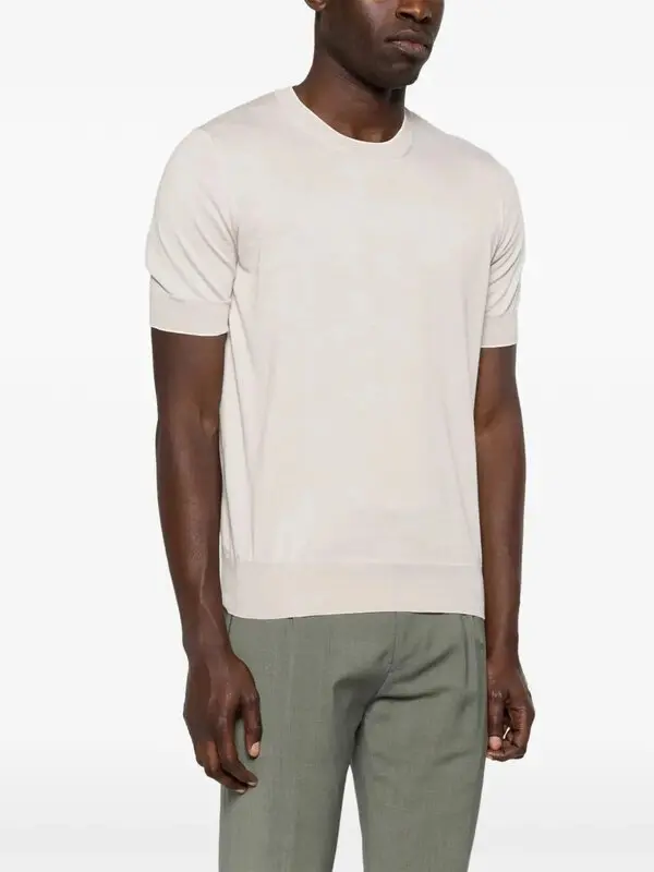 Brunello Cucinelli Cotton Lightweight Knit T-shirt With Contrast Details - Multicolor
