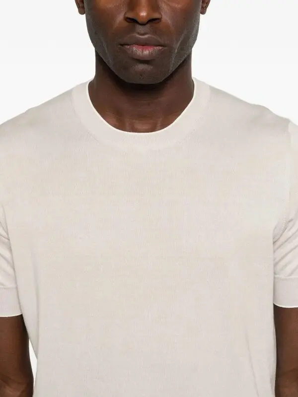 Brunello Cucinelli Cotton Lightweight Knit T-shirt With Contrast Details - Multicolor