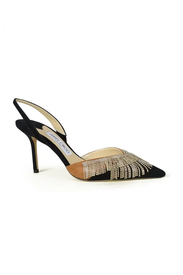JIMMY CHOO Suede Pumps With Chain Detail