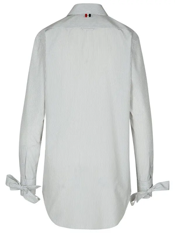 Thom Browne Striped Silk Blend Shirt - Gray