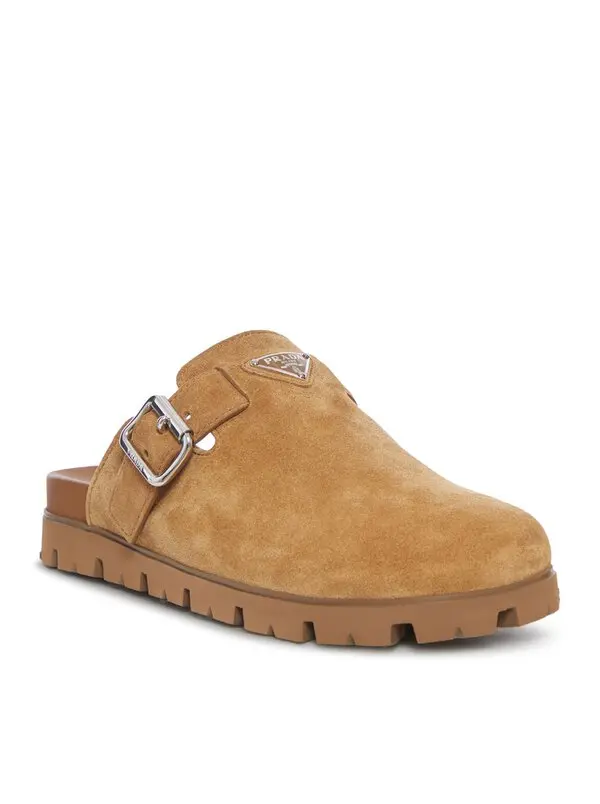 Prada Suede Mules With Studded Tread - Multicolor