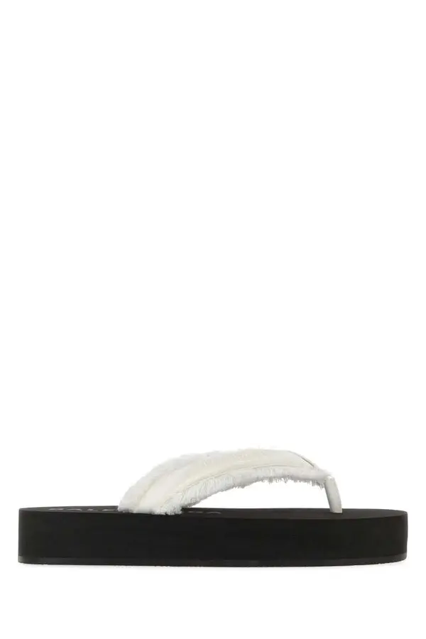 Balenciaga Satin Jet Leg Thong Slippers - White