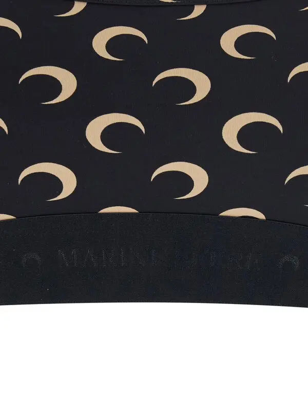 MARINE SERRE Moon Printed Jersey Sports Bra - Black