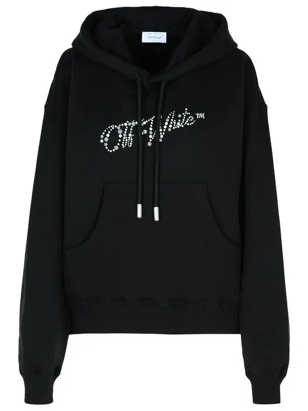 Off-White Cotton Sweatshirt With Contrast Star Logo - Black