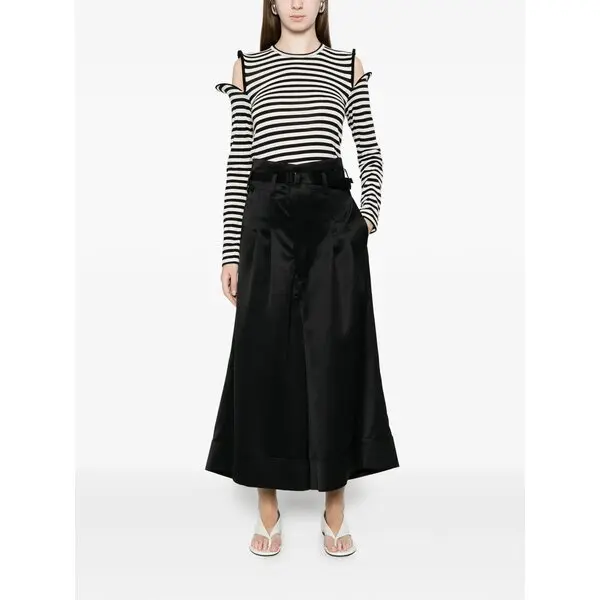 Junya Watanabe And White Striped Cold Shoulder Long Sleeve Top