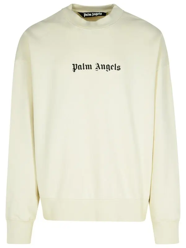 Palm Angels Cotton Sweatshirt With Contrast Logo - Cream