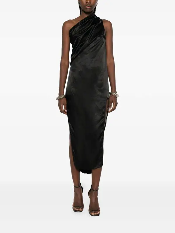 Rick Owens Athena Arrowhead One-shoulder Midi Dress - Black