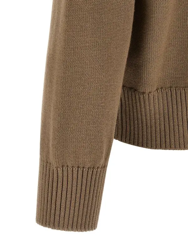 AMI Paris De Coeur' Wool And Cotton Blend Sweater - Cream