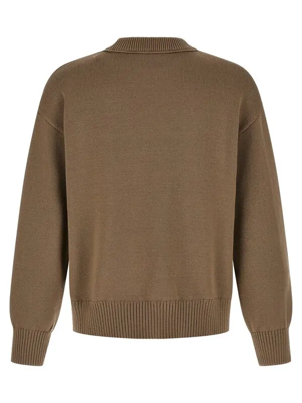 AMI Paris De Coeur' Wool And Cotton Blend Sweater - Cream