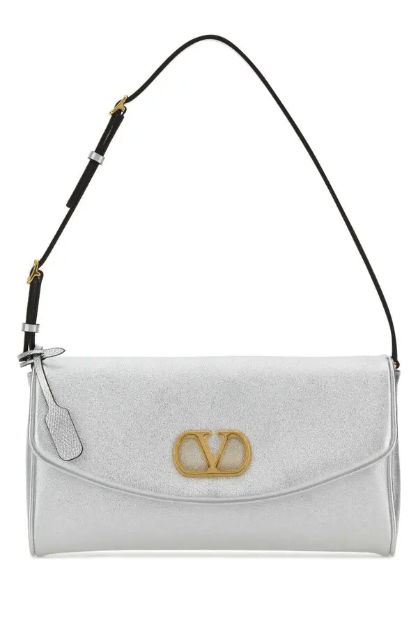 Valentino Garavani Nappa Leather Shoulder Bag - Silver