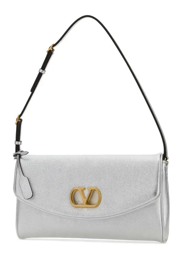 Valentino Garavani Nappa Leather Shoulder Bag - Silver