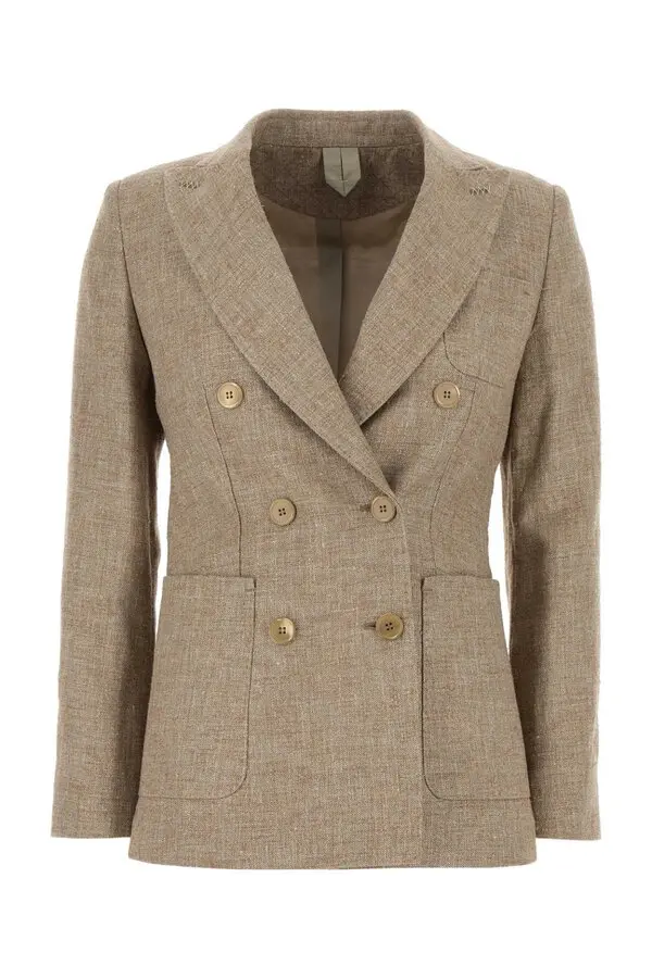 Max Mara Cappuccino Linen Blend Targa Blazer - Brown