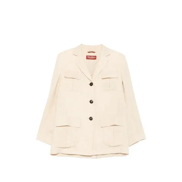 Max Mara Beige Linen Blend Military Jacket