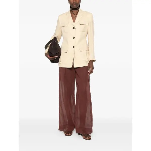 Max Mara Beige Linen Blend Military Jacket