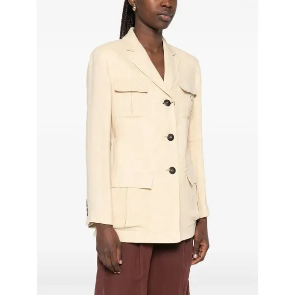 Max Mara Beige Linen Blend Military Jacket