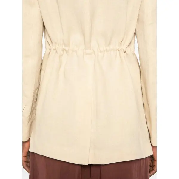 Max Mara Beige Linen Blend Military Jacket