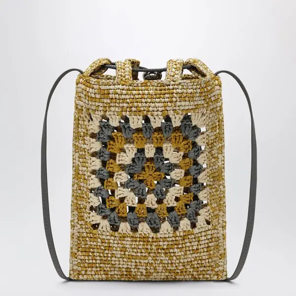 Loewe Raffia And Leather Drawstring Pouch