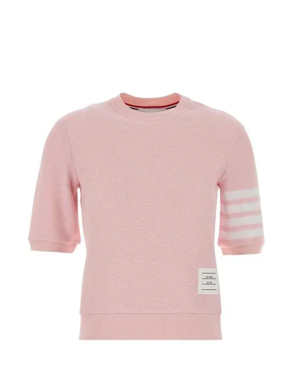 Thom Browne Crewneck Short Sleeve Top With 4-stripe Detail