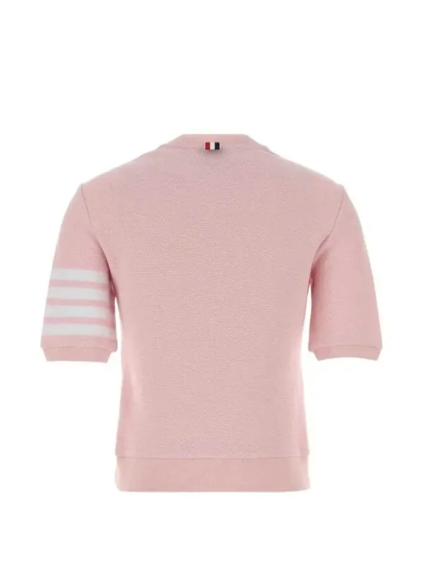 Thom Browne Crewneck Short Sleeve Top With 4-stripe Detail