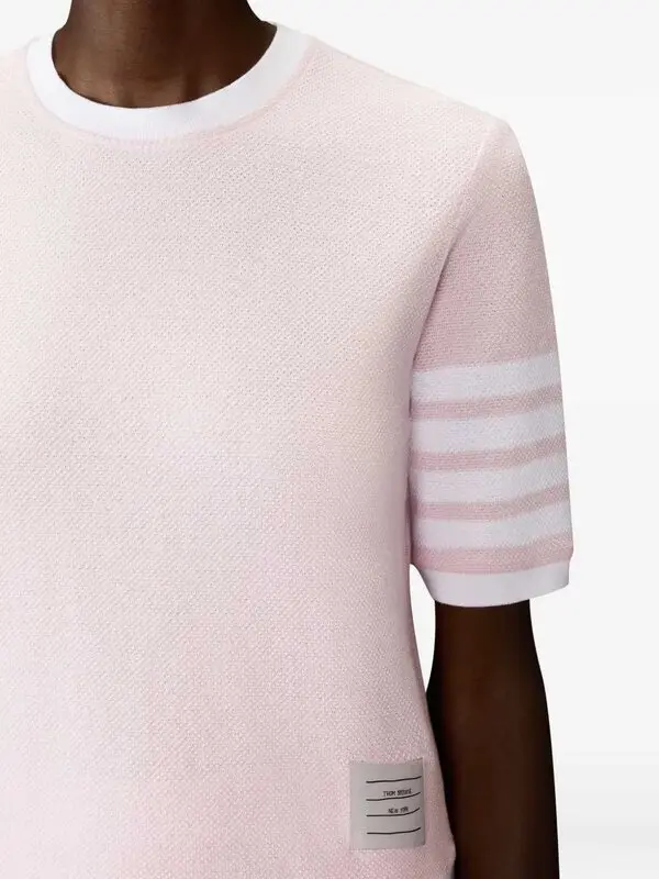 Thom Browne Crewneck Short Sleeve Top With 4-stripe Detail