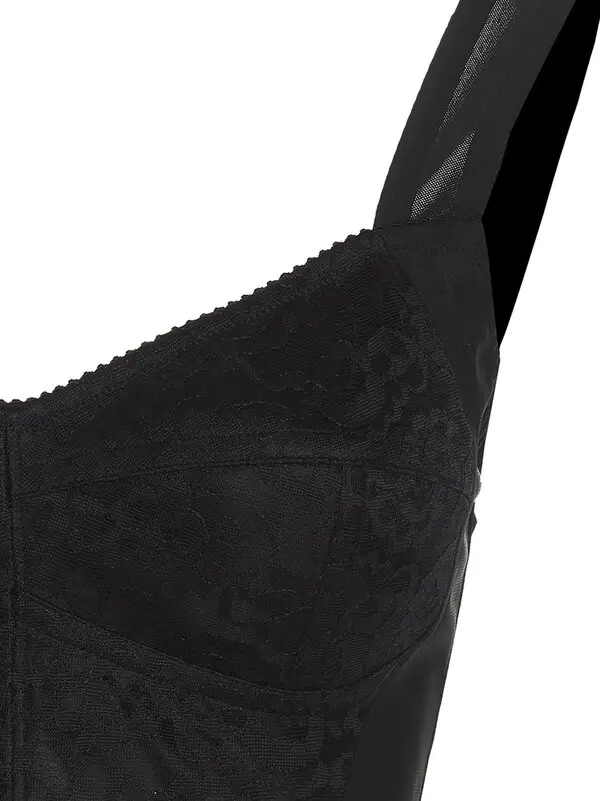 Dolce & Gabbana Jacquard And Lace Bustier - Black