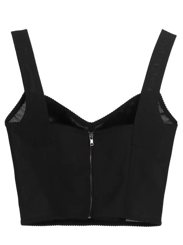 Dolce & Gabbana Jacquard And Lace Bustier - Black