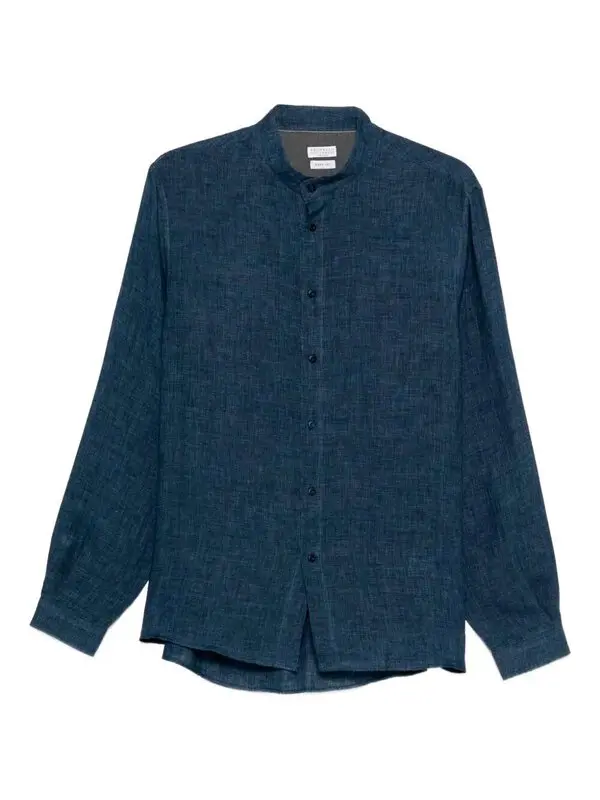 Brunello Cucinelli Mandarin Collar Shirt - Multicolor