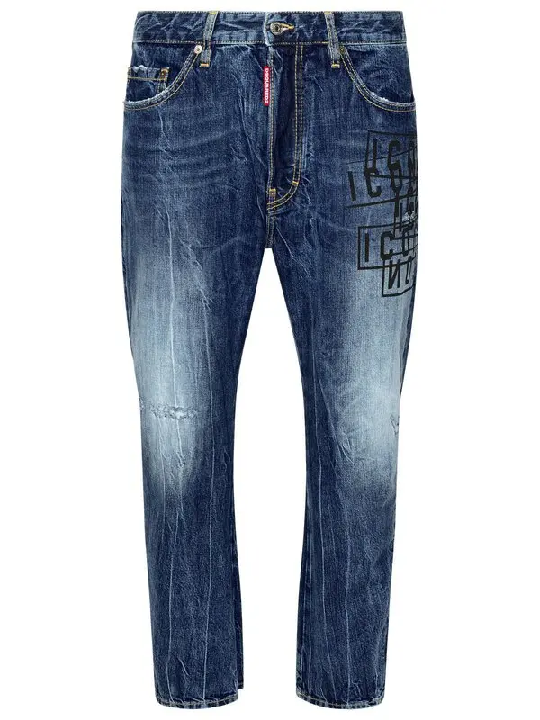 Dsquared2 Cotton Jeans With Front Print - Blue