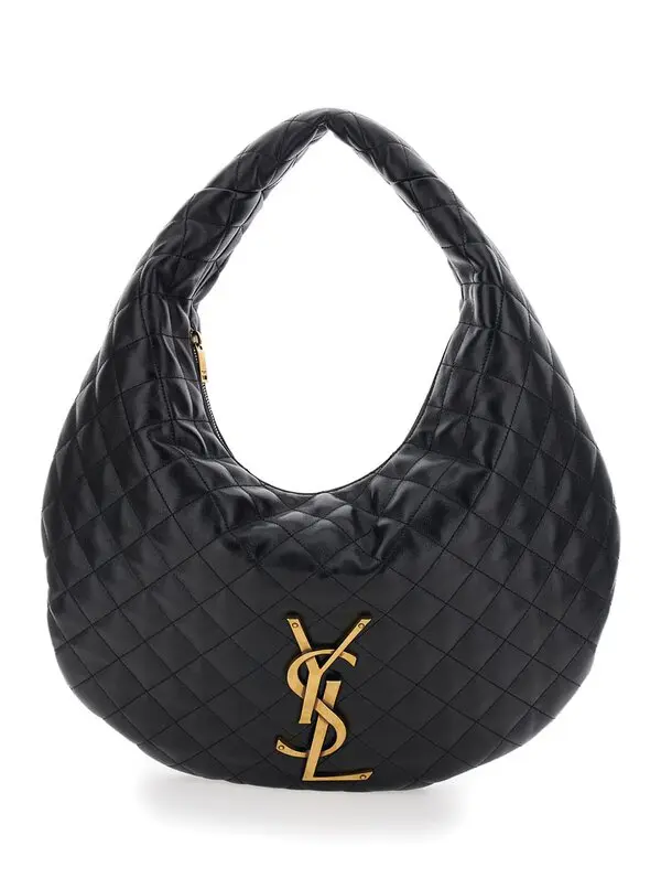 Saint Laurent Quilted Leather Hobo Shoulder Bag - Black