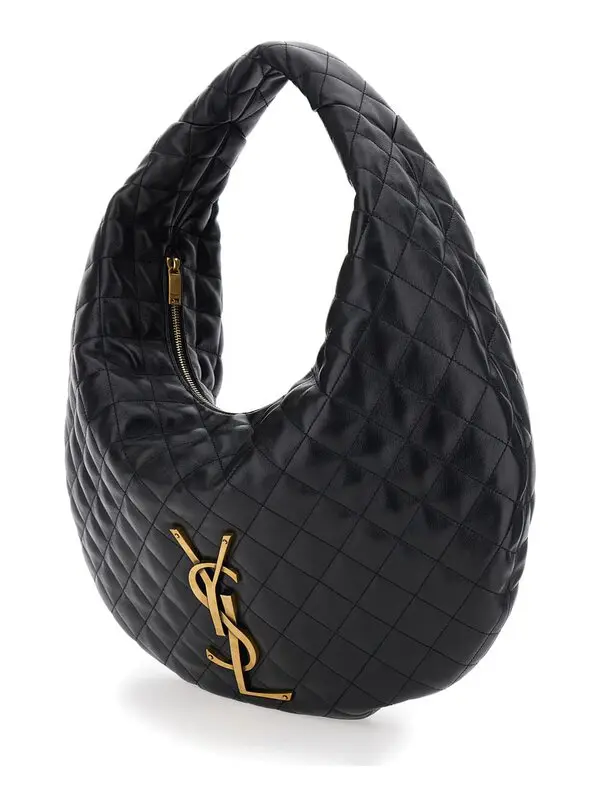 Saint Laurent Quilted Leather Hobo Shoulder Bag - Black