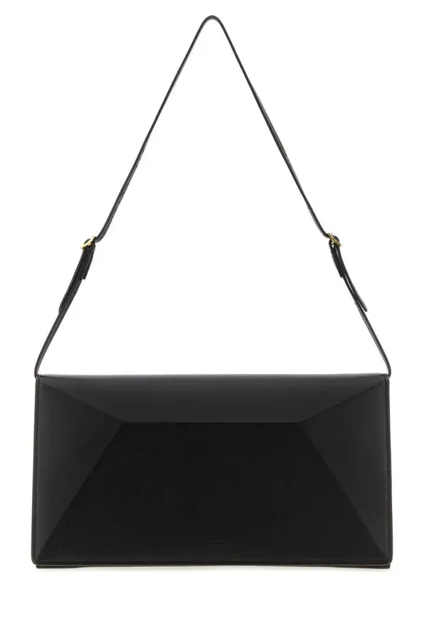 JIL SANDER Leather Medium File Shoulder Bag - Black