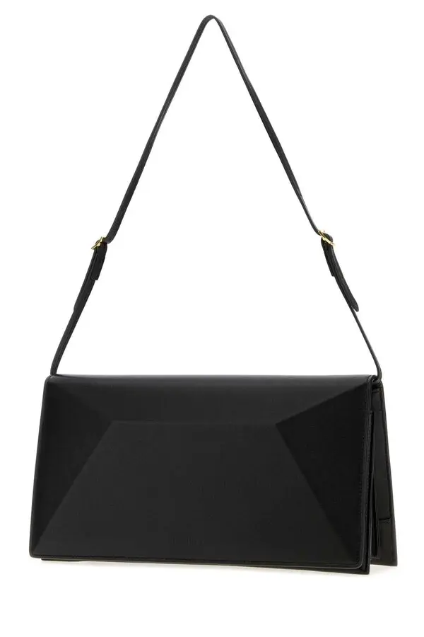 JIL SANDER Leather Medium File Shoulder Bag - Black