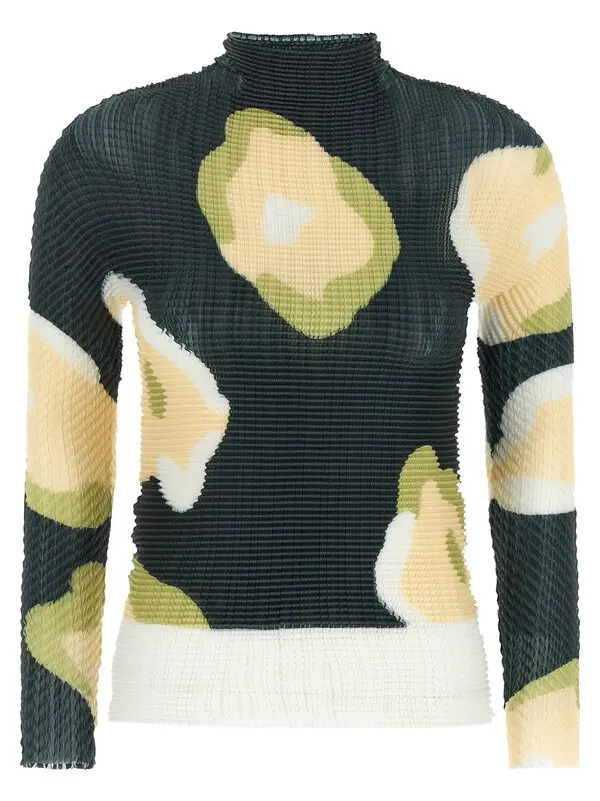 Issey Miyake Verve Pleats All-over Print Boat Neck Top - Multicolor