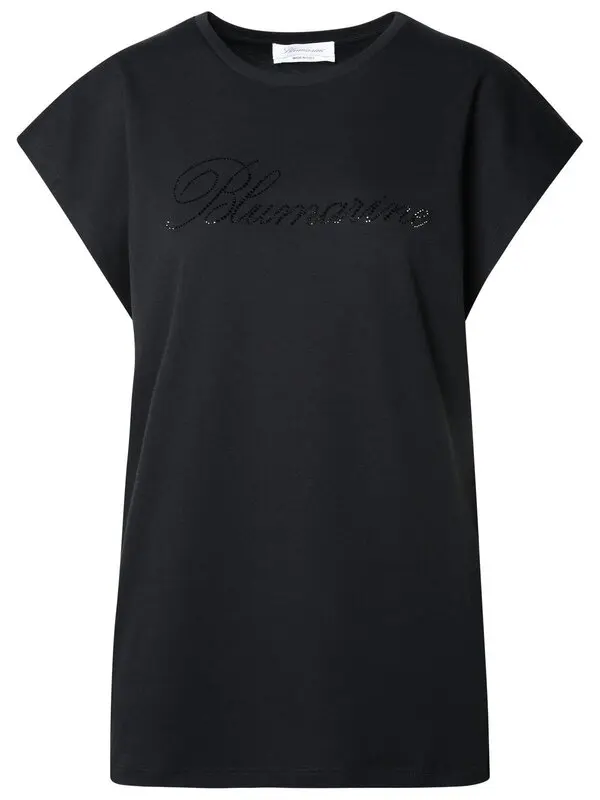 Blumarine Cotton T-shirt With Rhinestone Logo