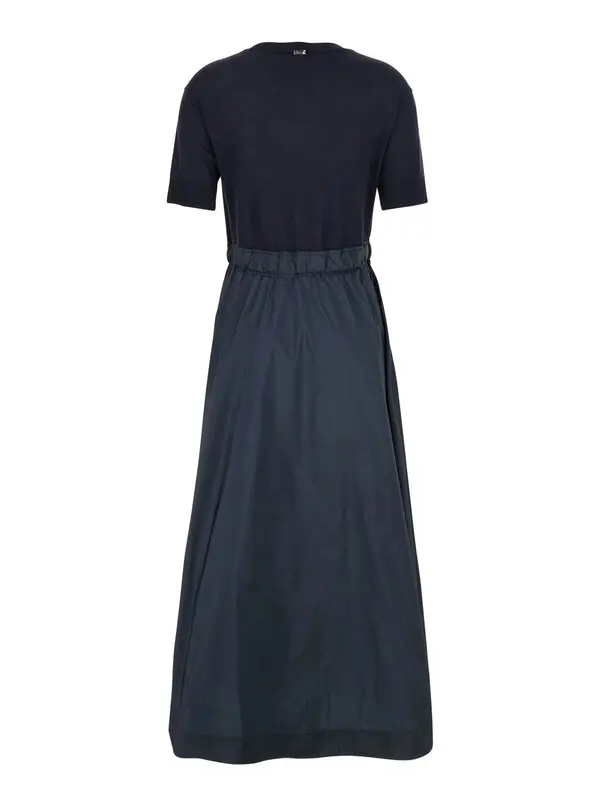 Herno Crewneck Midi Dress With Elastic Drawstring Waist - Multicolor