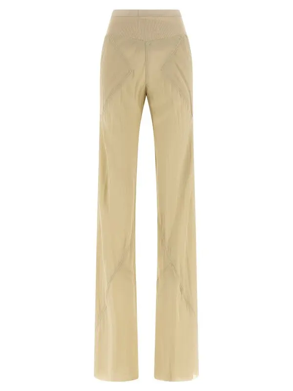 Rick Owens Bias Wide Leg Silk Georgette Pants - Cream