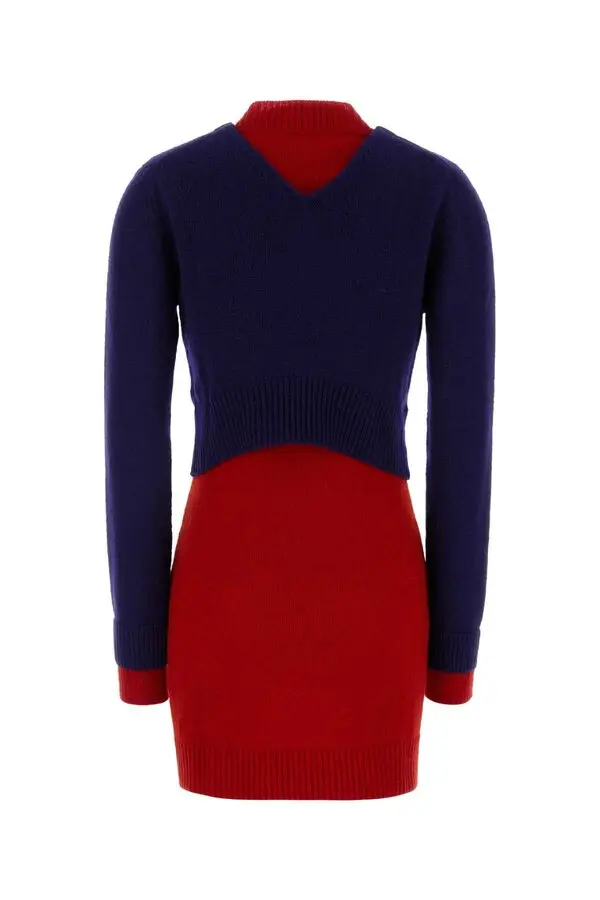 JIL SANDER Two-tone Wool Blend Dress