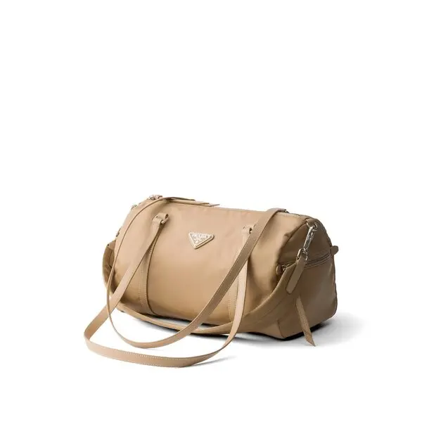 Prada Re-nylon Duffel Bag With Saffiano Leather Trim - Brown