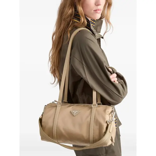 Prada Re-nylon Duffel Bag With Saffiano Leather Trim - Brown