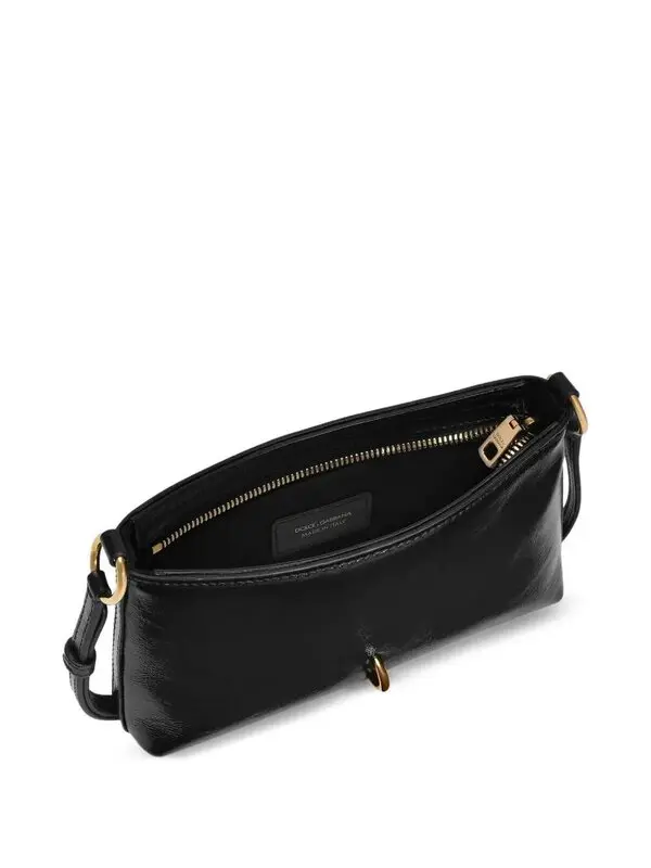Dolce & Gabbana Leather Shoulder Bag With Metal Hardware - Black